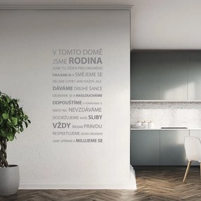 GLIX Rodinná pravidla - samolepka na zeď Oranžová 50 x 100 cm