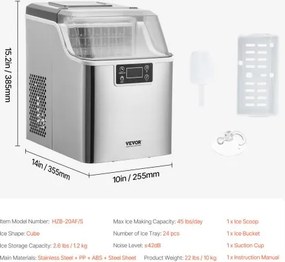 přenosný stolní výrobník ledu 20,4 kg/24h samočistící s naběračkou