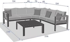 DEOKORK Hliníková rohová sestava VANCOUVER pro 6 osob (antracit)