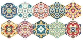 Sada 10 samolepek na podlahu Ambiance Floor Stickers Hexagons Lorena, 40 x 90 cm