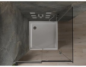 Mexen Omega, sprchový kout s posuvnými dveřmi 100 (dveře) x 100 (stěna) cm, 8mm šedé sklo, chromový profil + slim sprchová vanička bílá + chromový sifon, 825-100-100-01-40-4010