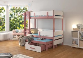 Třípatrová postel pro tři osoby s matracemi ETAPO 200x90