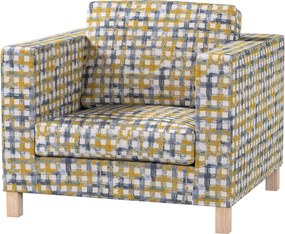 Potah na křesko IKEA Karlanda, krátký barva modrá látka pletený vzor, vzorované