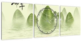 Obraz - Údolí zelených hor (s hodinami) (90x30 cm)