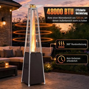 Costway Plynový terasový ohřívač pyramida 14 kW, stříbrný
