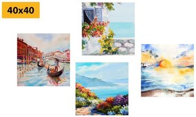 Set obrazů malovaná krajinka - 4x 60x60 cm