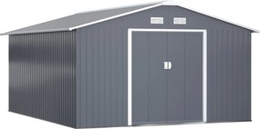 Outsunny Kovový Kůlna na Nářadí 26,2m³ 340x386x200cm Kůlna s Gablovou Střechou a Posuvnými Dveřmi Odolná proti Počasí Zahradní Dům Venkovní Kůlna na N