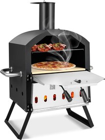 Costway 2-vrstvá pec na pizzu s grilovacím roštem a kamenem na pizzu a lopatou