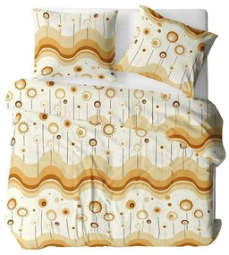 KARO Flanelové povlečení 140x200 321N bílá oranžová geometrická Flanel Comfort button-up