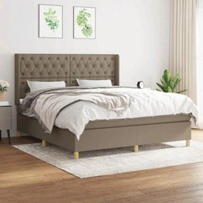 Box Spring Postel S Matrací Textil Taupe Prošívaný design 160 x 200 cm