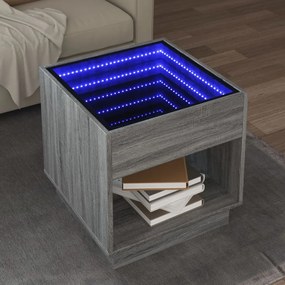 Konferenční stolek s Infinity LED šedý sonoma 50 x 50 x 50 cm