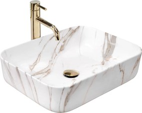 Rea Demi, keramické umyvadlo na desku 505x395x130 mm, imitace kamene Shiny Aiax, REA-U4100