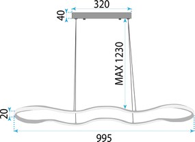 Toolight Toolight, LED stropní osvětlení 100cm, 24W, 3000K, LHJ028-CP, zlatá, OSW-60018