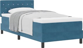 Postel s boxspringem s matrací Tmavě modrá 100 x 200 cm samet 3339090