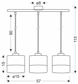 Lustr na lanku PORTO 3xE27/60W/230V černá/hnědá