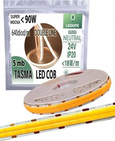 Led Páska Cob 24V výkonná 18W/m 1800 lm/m Neon linka Double neutrální 5M
