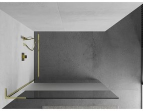 Mexen Kioto L, sprchová zástěna Walk-In 110 x 200 cm, 8mm čiré sklo-námraza, zlatý lesklý profil, 800-110-103-50-35