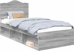 Rám postele s čelo Šedá Sonoma 75 x 190 cm Masivní borové dřevo 3413376
