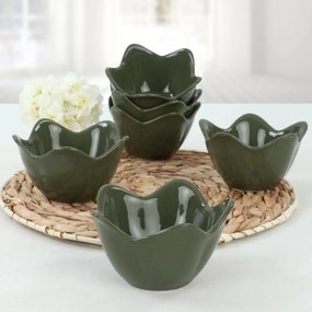 Sada 6 keramických misek Lotus 11,8 cm, zelená