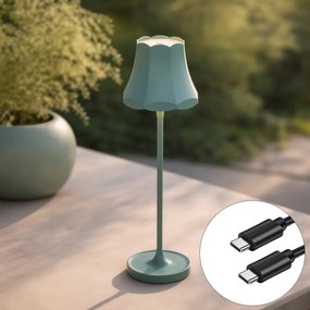 Retro stolní lampa minerální modrá dobíjecí IP44 - Granny