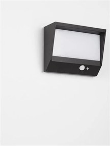 NV 9492540 Venkovní nástěnné svítidlo VALOR antracitový hliník a matný akryl LED 2W 3000K 3.7V 86st. IP65 vypínač na těle / solární / pohybové čidlo - NOVA LUCE