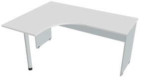 Stůl ergo pravý 160*120 cm - Hobis Gate GE 60 P Dekor stolové desky: bílá, Dekor lamino podnože: šedá, Barva nohy: stříbrná