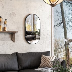 HOMCOM Oválné Koupelnové Zrcadlo 40x70 cm s Hliníkovým Rámem Dekorativní Zrcadlo na Zeď Horizontální nebo Vertikální pro Obývací Pokoj Vstupní Halus …