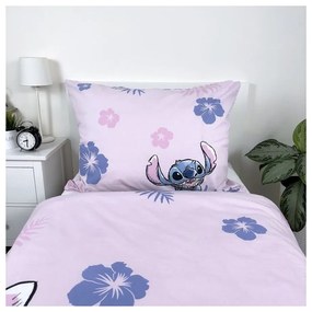 Světle růžové bavlněné dětské povlečení na jednolůžko 140x200 cm Lilo &amp; Stitch "Pink" – Jerry Fabrics