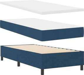 Postel s boxspringem s matrací s čelo Modrá 90 x 200 cm textil 3340486