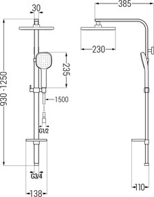 Mexen - Q33 sprchový set s horní hlavicí Circle, chromová, 798333395-00