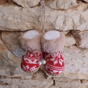 Vánoční ozdoba na stromeček sněhule, 10 × 8,5 × 8 cm, textil, interiér, k zavěšení, červená