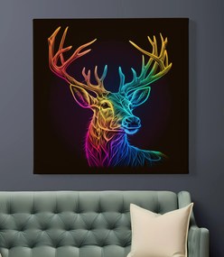 Obraz na plátně - barevný jelen, hlava FeelHappy.cz Velikost obrazu: 80 x 80 cm