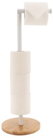 Stojan na toaletní papír White Bamboo, bílá/s dřevěnými prvky,