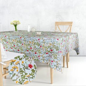 Ervi bavlněný ubrus na stůl obdélníkový - Polní květy na šedém