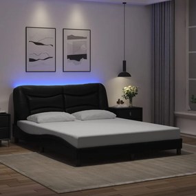 Rám postele s LED bez matrace Hvar černý 160 x 200 cm 3213941