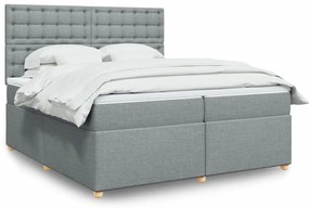 Box spring postel s matrací světle šedá 200 x 200 cm textil