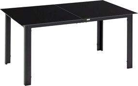 Zahradní stůl Outsunny z hliníku 150 x 90 cm odolný vůči počasí s skleněnou deskou, bufetový stůl pro kempování pro 6 osob, venkovní jídelní stůl pro