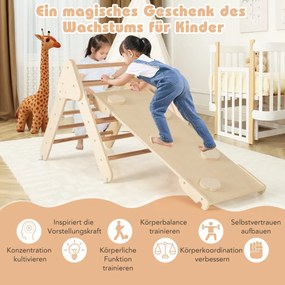 Costway Trojúhelníkový dřevěný lezecký set pro batolata s lezeckým trojúhelníkem