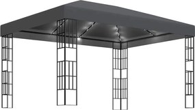 Altán se světelnými LED řetězy 3 x 4 m antracitový 3070323