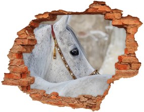 Wallmuralia Díra 3D fototapeta nálepka Bílý arabský kůň 90x70 cm