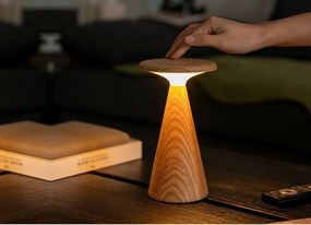 LED stolní lampa v přírodní barvě s dřevěným stínidlem (výška 21 cm) Sylva – Gingko