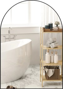 HOMCOM Koupelnové Zrcadlo 50 x 70 cm se Zabezpečovací Fólií, Koupelnové Zrcadlo s Hliníkovým Rámem, Nástěnné Zrcadlo do Koupelny a Ložnice, Černé | Ao