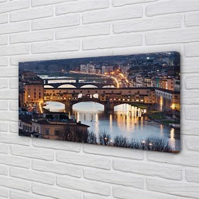 Obrazy na plátně Italy Bridges noc řeka 140x70 cm