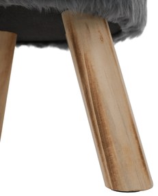 Taburet ALPIA umělá kožešina šedá, nohy masiv borovice