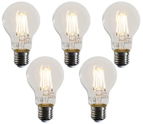 Sada 5 stmívatelných LED žárovek E27 A60 čirých 4W 470LM 2700K