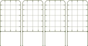 Outsunny Sada 4 Zahradních Trellisů pro Rostliny se Střechou z Oceli pro Ovoce Zeleninu Květy Exteriérová Dekorace Patio Terasa 40x90 cm Zelená | Aoso