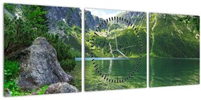 Obraz jezera v Tatrách (s hodinami) (90x30 cm)