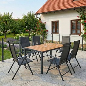Vikio Zahradní set 150x90 pro 6 osob skládací židle V136-P přírodní