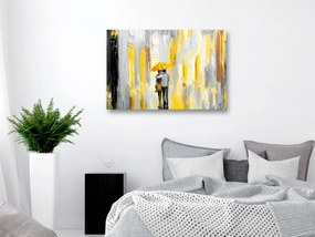 Obraz - Zamilovaný deštník -žlutý 90x60