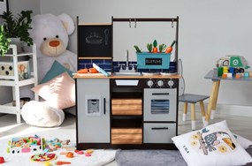 Dětská kuchyňka LOLY ECOTOYS s doplňky šedá